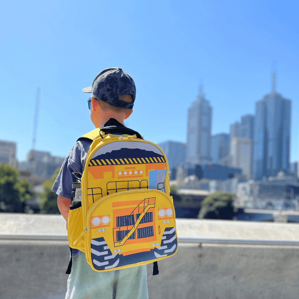 Kids vehicle-themed backpacks. Designs they will love to wear.